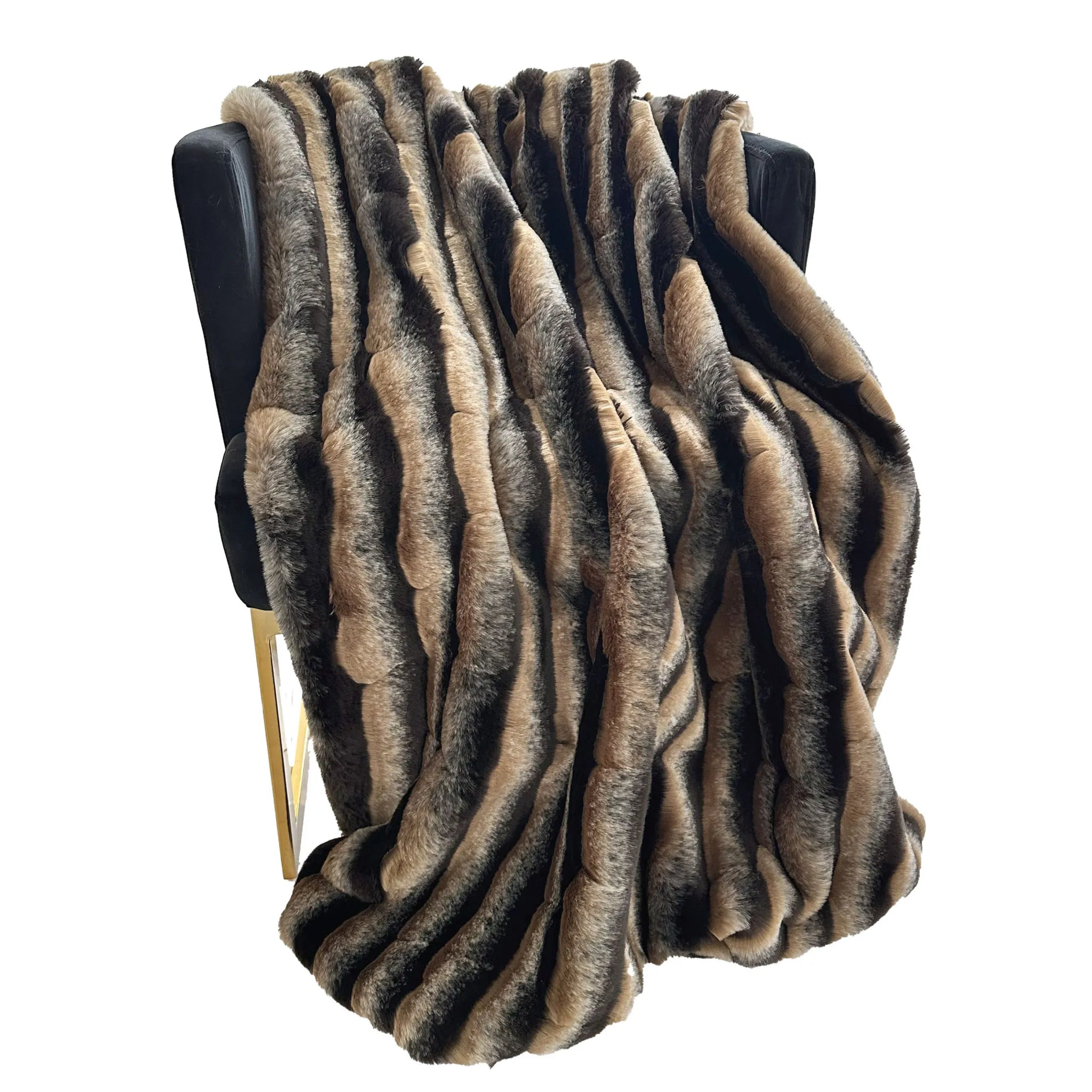Taupe and Black Wild Wolf Plush Handmade Luxury Faux Fur Throw | Sara ...